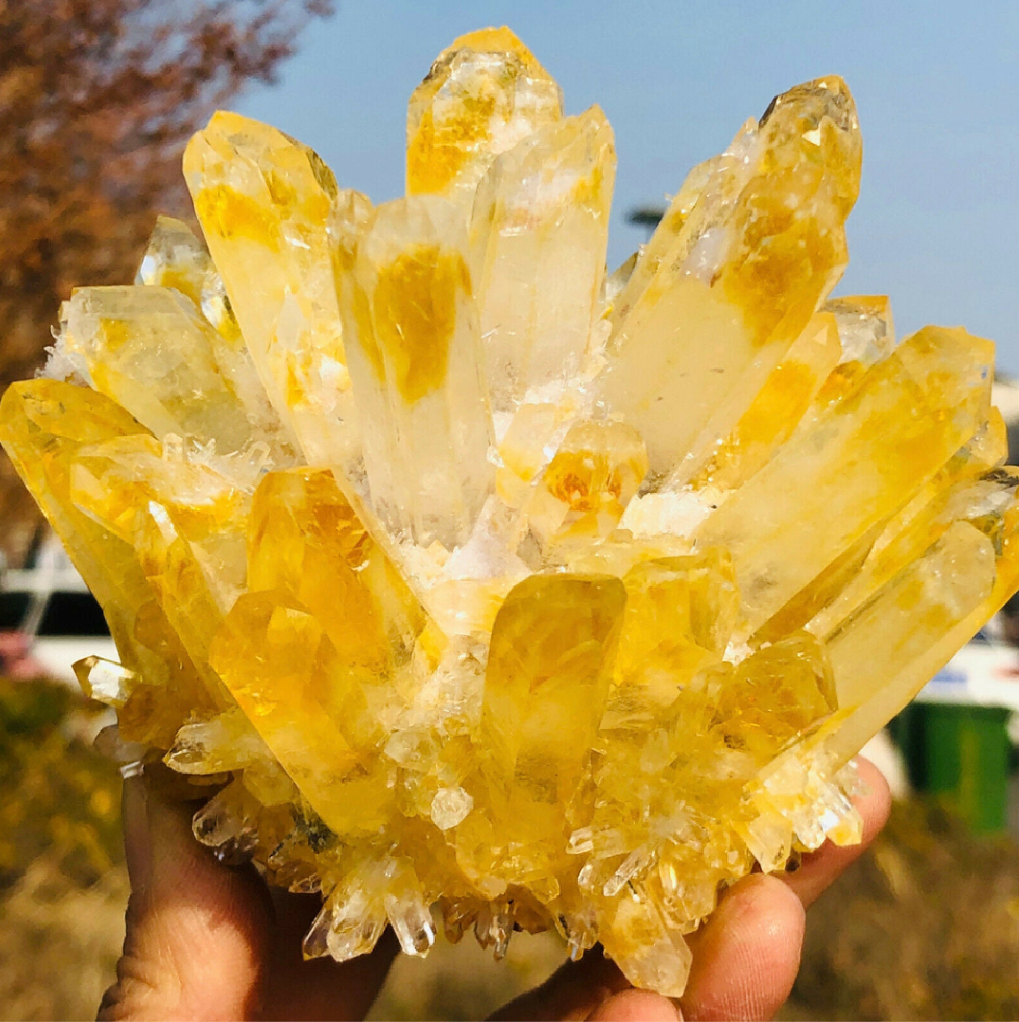 Extremely Rare Yellow Phantom Quartz Crystal Cluster, Yellow Quartz ...