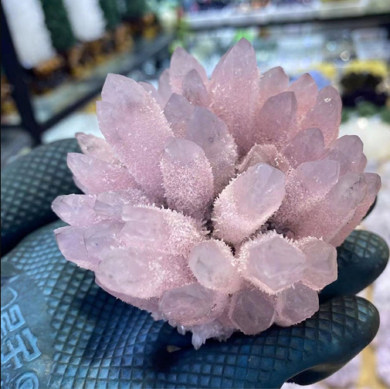 Natural Rose Crystal Cluster, Flower Quartz Crystal Cluster, Energy ...