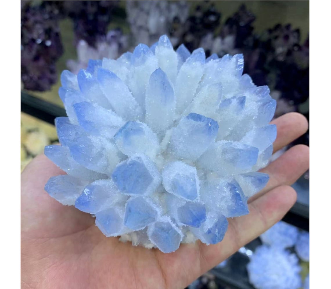 Beautiful Sky Blue Quartz Crystal Cluster, Blue Phantom Quartz, Mineral ...