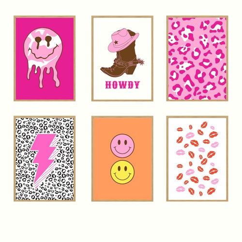 Pink Preppy Wall Art Pack of 6 Digital Download Printable | Etsy