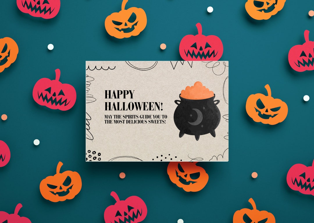 Pumpkin Jack-o'-lantern Halloween Card, Scary Greeting Card, Halloween ...
