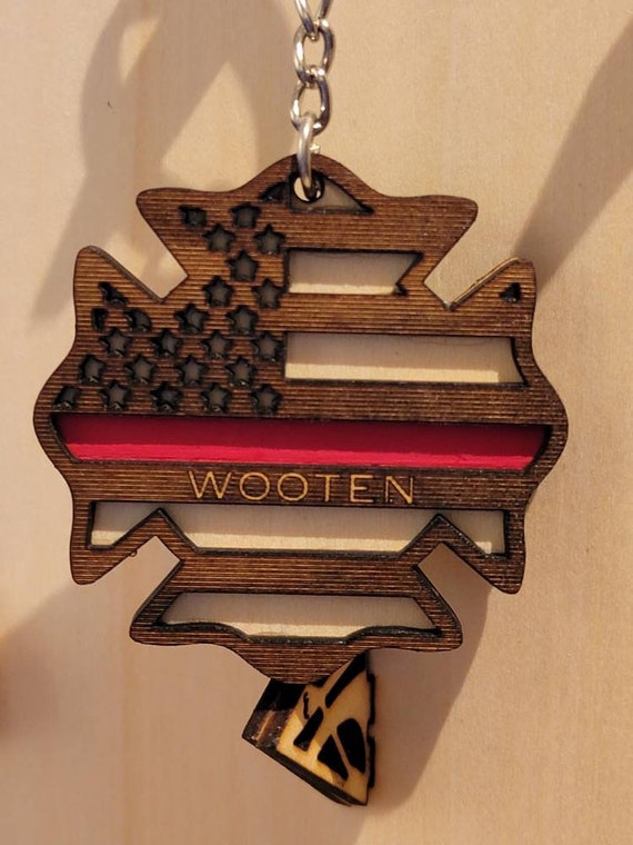 Thin Red Line Fire Department Badge Flag Keychain custom - Etsy