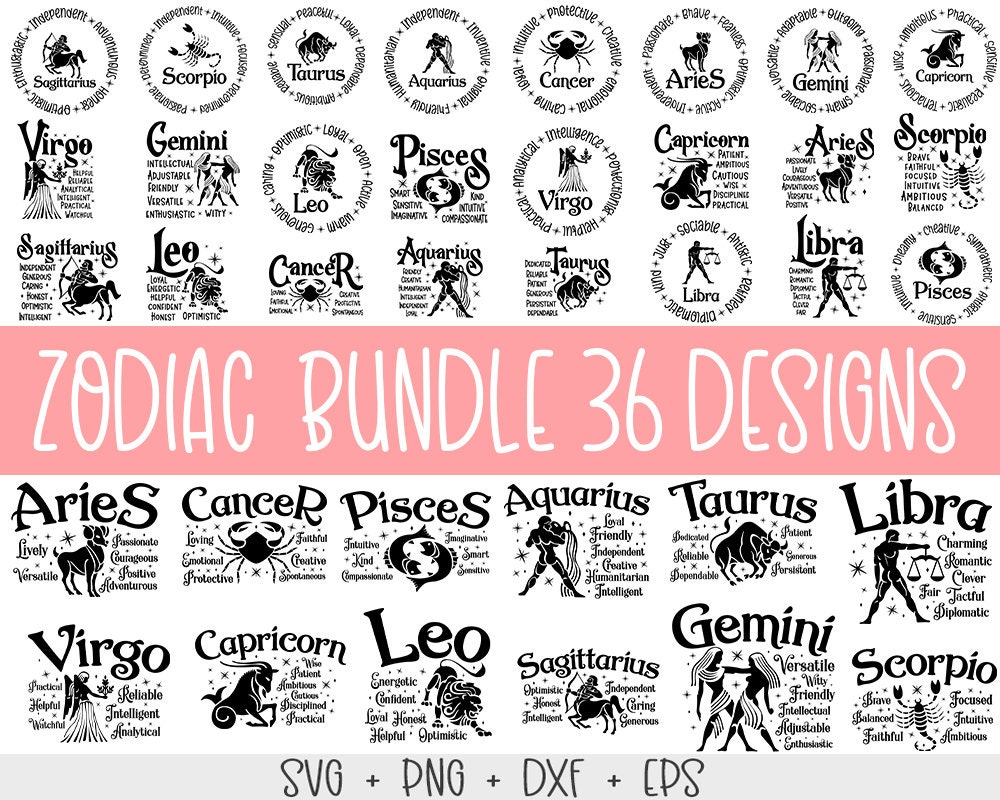 Zodiac Sign SVG Bundle Zodiac Svg Bundle Zodiac Sign Png - Etsy UK