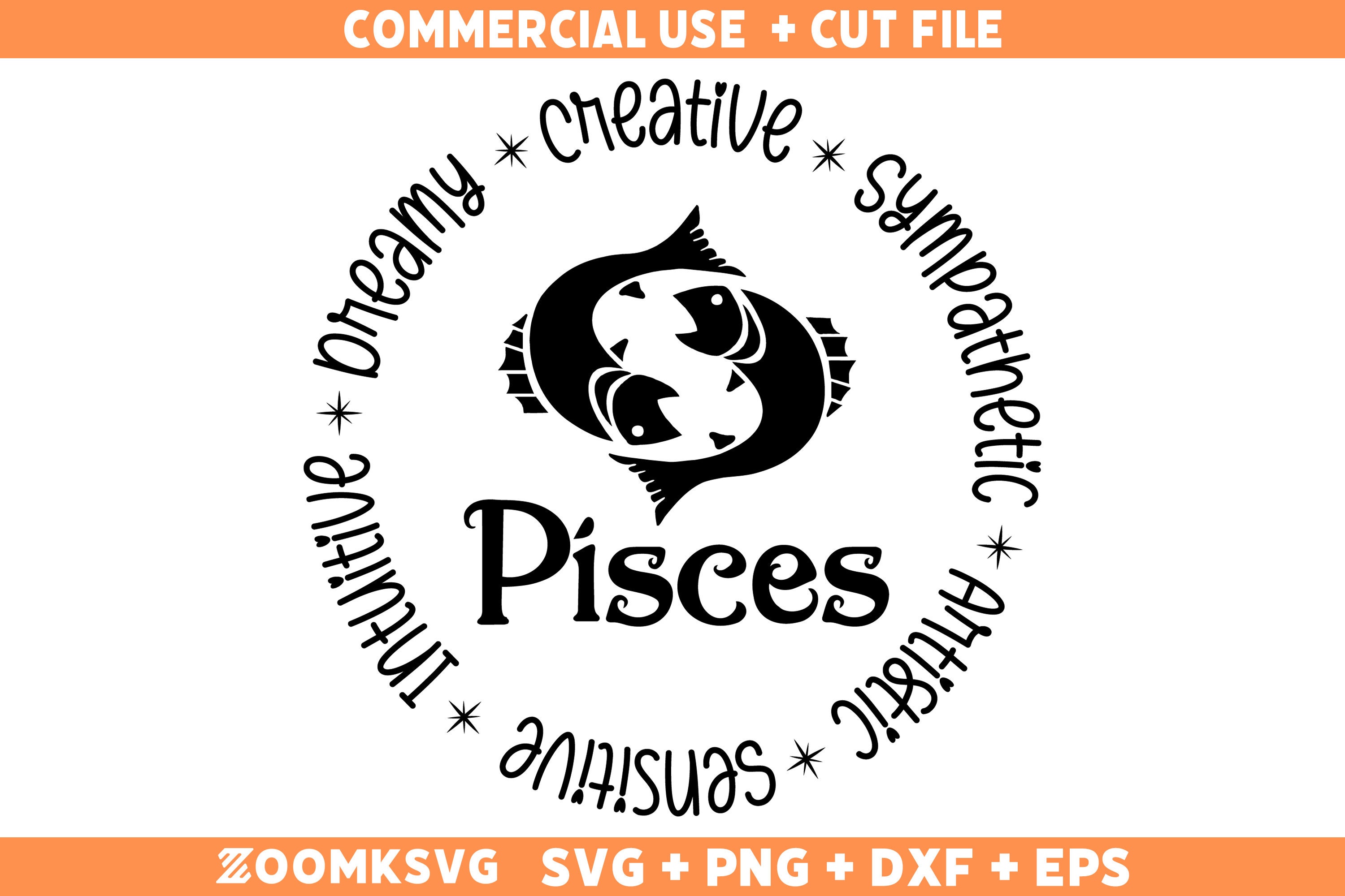 Pisces SVG Zodiac SVG Zodiac Signs Clipart SVG Gift for - Etsy