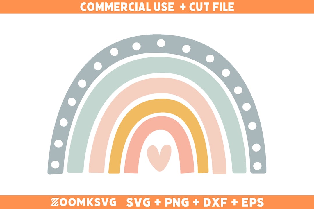 Boho Rainbow SVG: Hand Drawn Rainbow With Heart (cut File) - Etsy