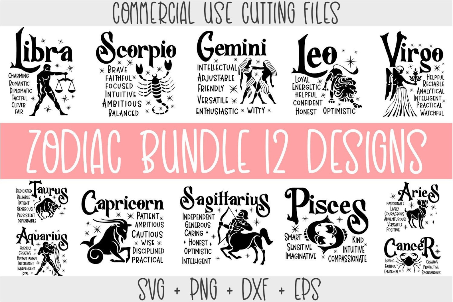 Zodiac Sign SVG Bundle, Zodiac Svg Bundle, Zodiac Sign Png, Zodiac ...