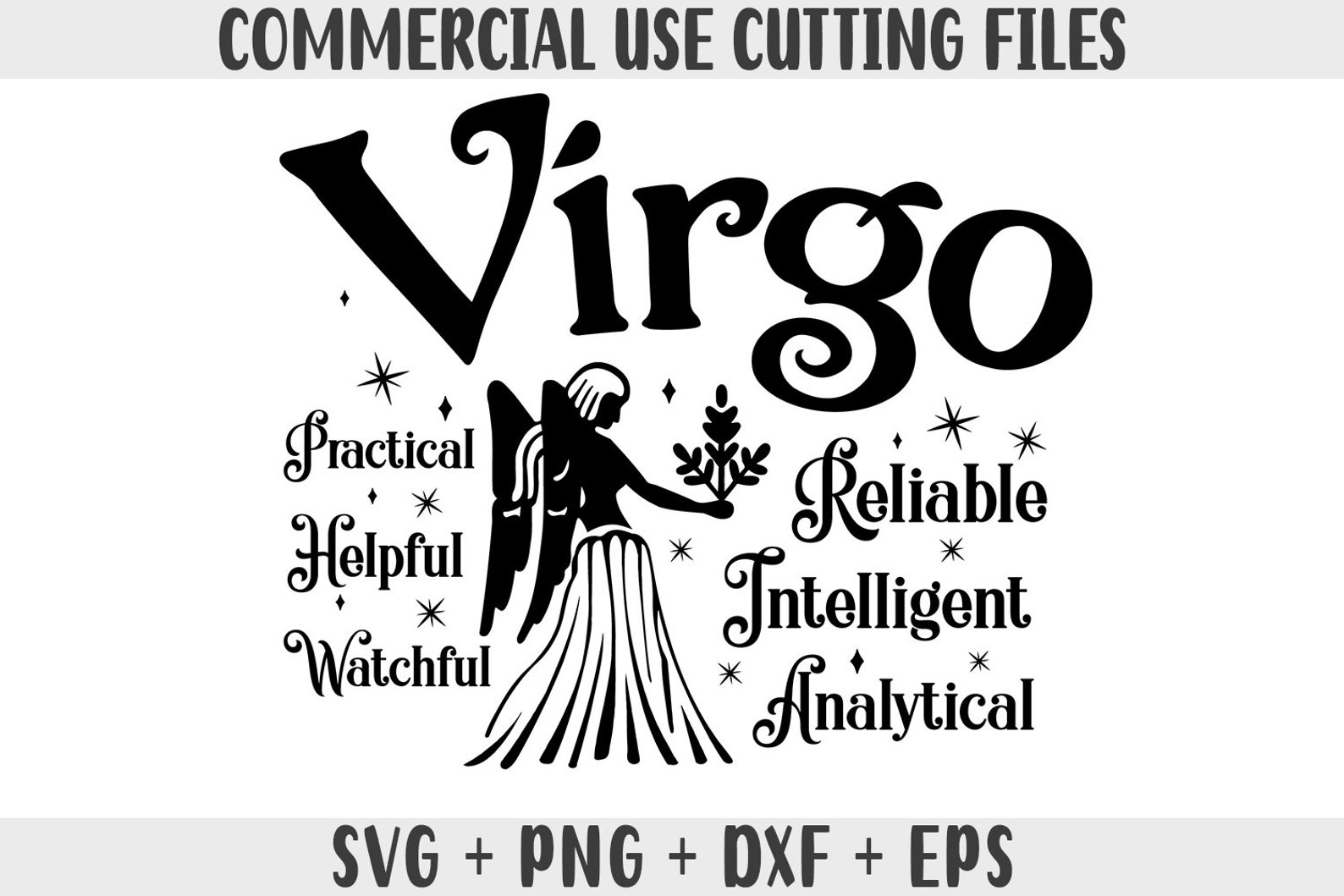 Virgo Zodiac SVG Clipart: Horoscope Gift, Cricut Silhouette Cut Files ...