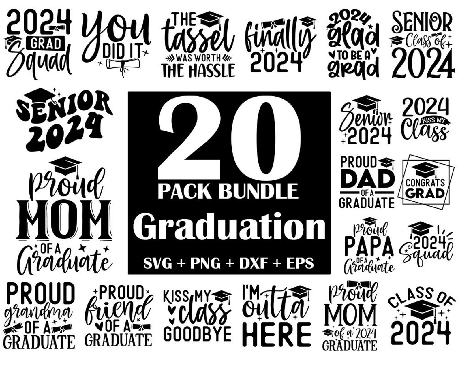 Graduation 2024 Svg Bundle, Class of 2024 Svg Bundle, Senior 2024 Svg ...