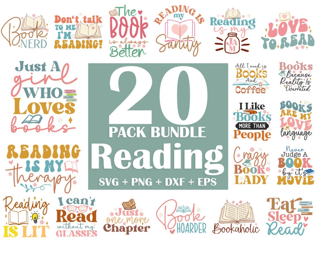 Reading SVG Bundle, Book SVG Bundle, Book Lover Svg, Book Svg, Library ...