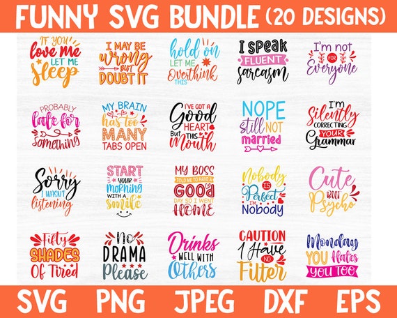 Funny Svg Bundle Png Dxf Eps Jpeg Sarcastic Svg Bundle | Etsy