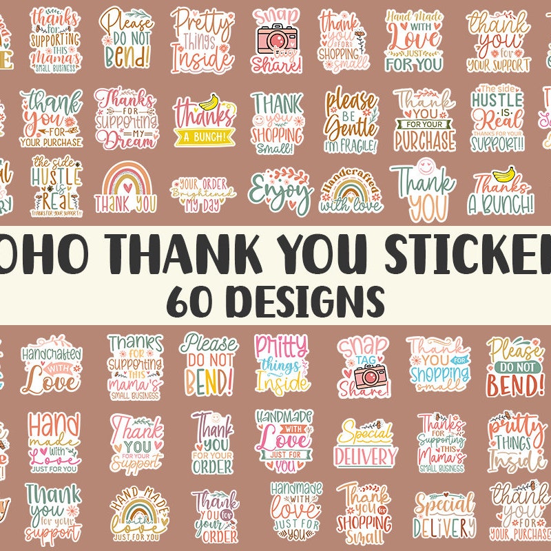 Cute Thank You Sticker - Etsy