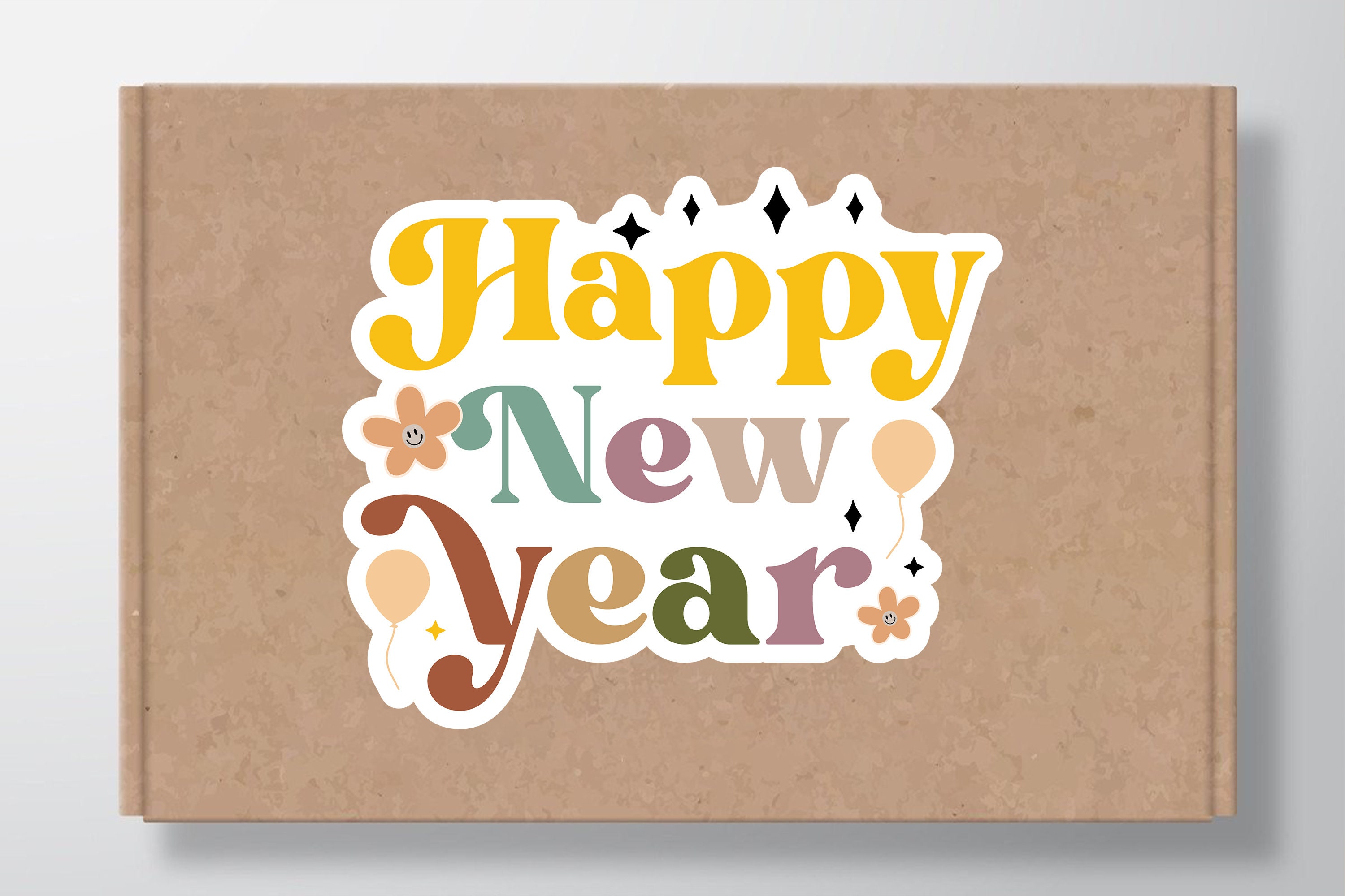 Boho Groovy Happy New Year SVG Digital Stickers for Small - Etsy
