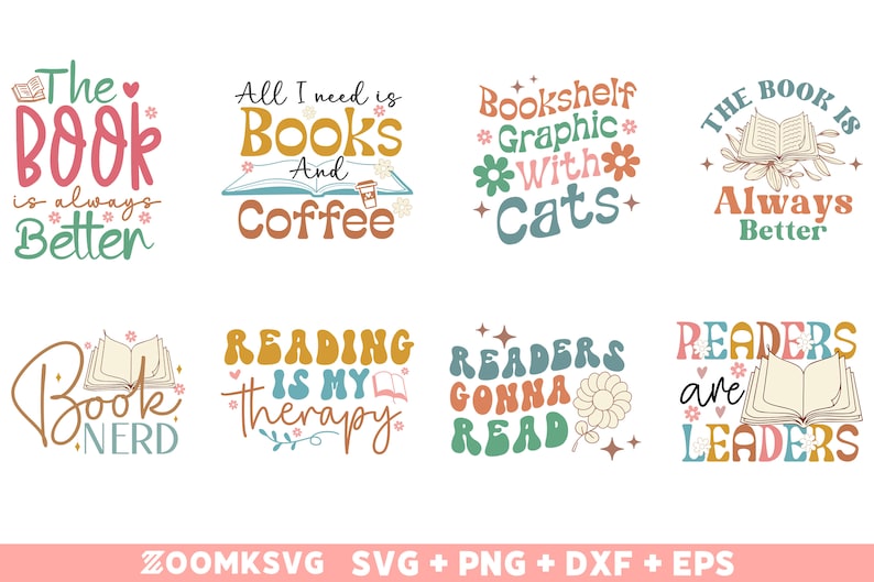 Book Lover SVG Bundle: Reading Designs (40 Files) - Etsy