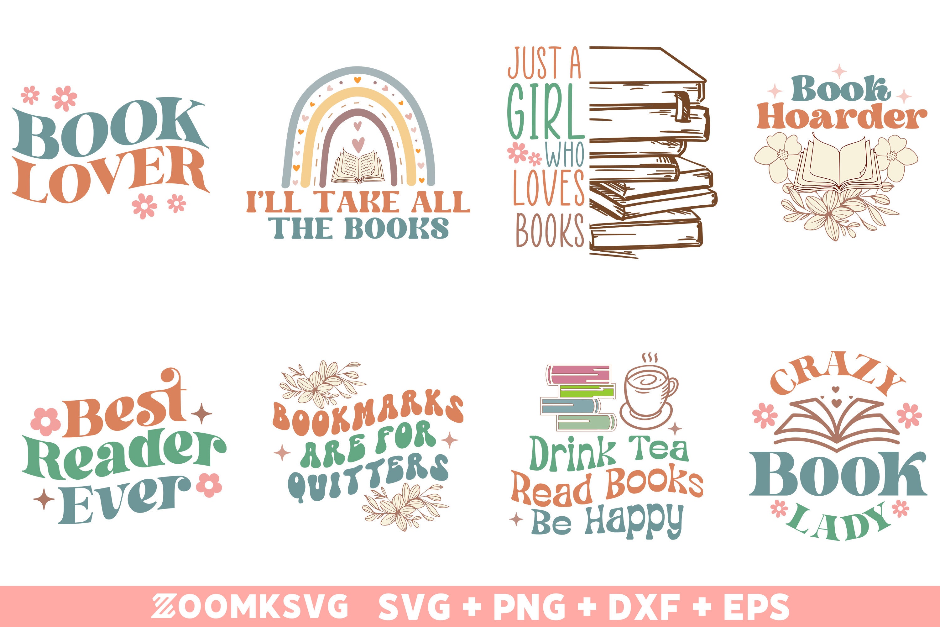 Book Lover SVG Bundle: Reading Designs (40 Files) - Etsy