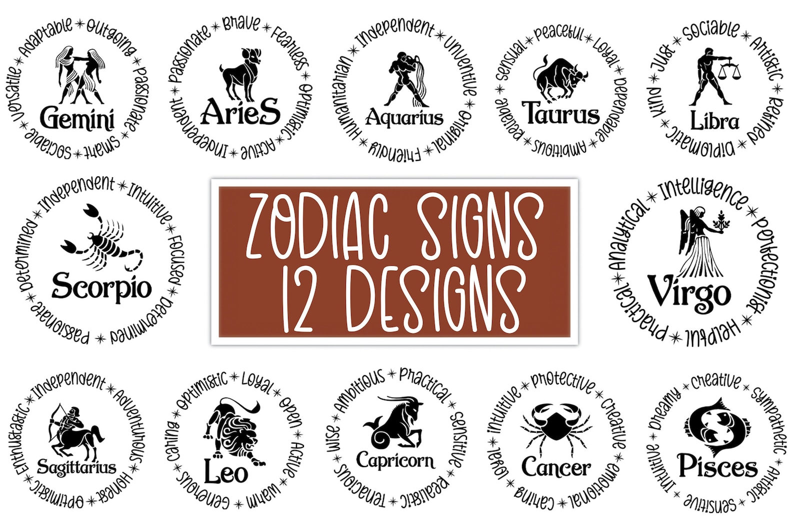 Zodiac Sign SVG Bundle, Zodiac Svg Bundle, Zodiac Sign Png, Zodiac ...