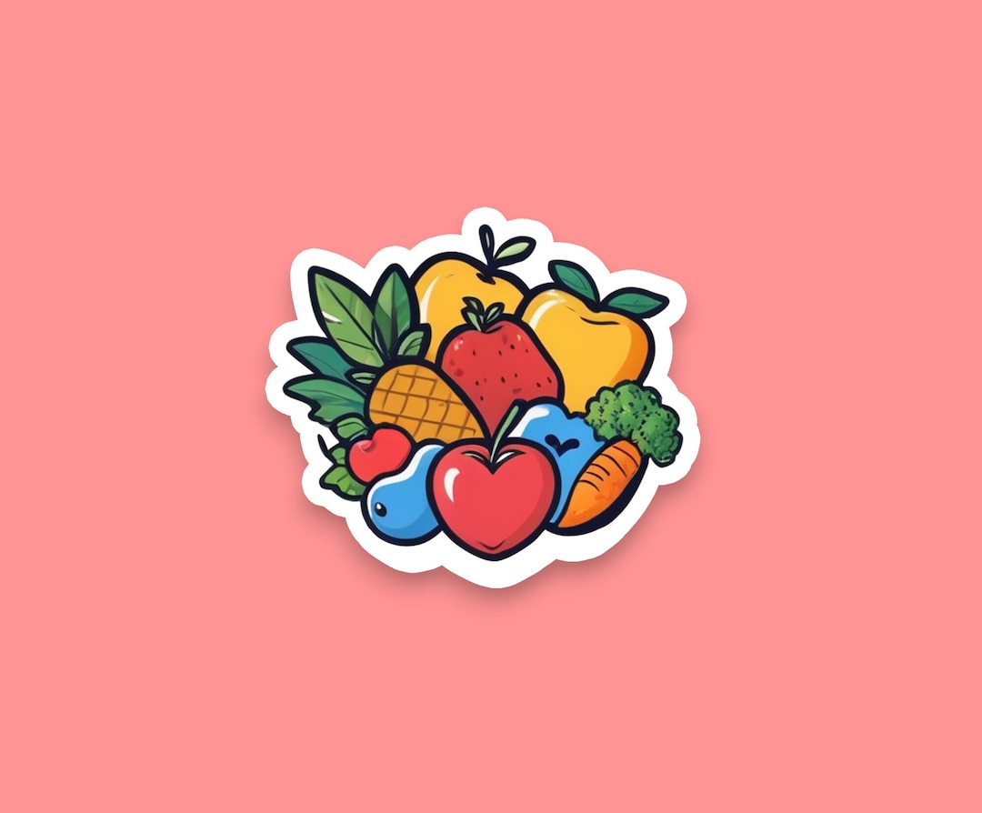 Fruit and Vegetable Stickers Fruit Vegetable Bunch Fruit Basket ...