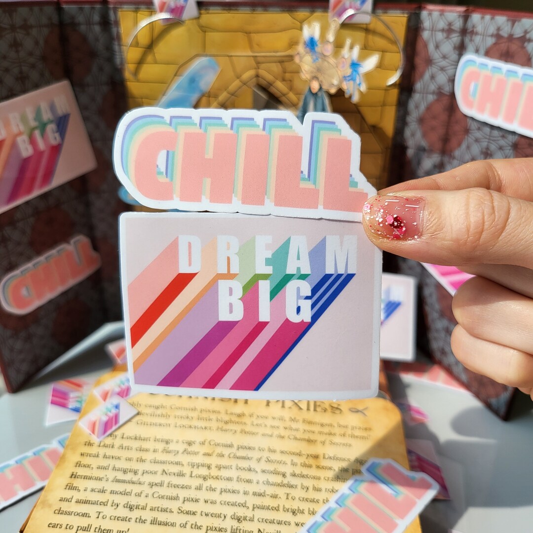 Handcrafted Chill and Motivate Stickers Dream Big Waterproof Bottle ...