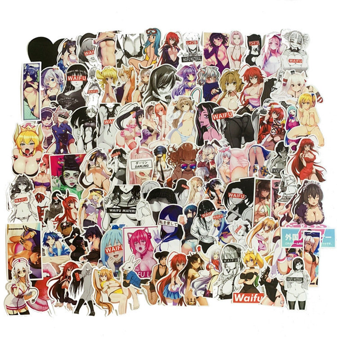 50 Pcs Waifu Anime Sticker Pack Anime Manga Waterproof Etsy