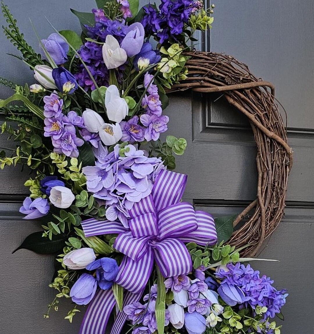 Purple Wreath, Hydrangea Wreath, Floral Wreath, Spring Wrath Wreath ...