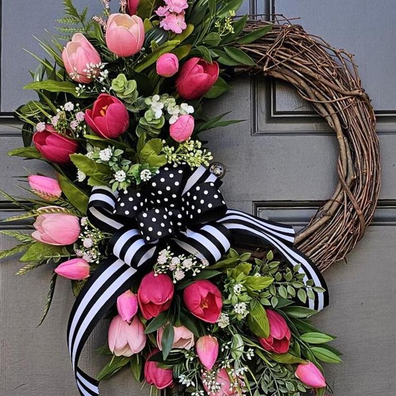 Pink Spring Wreath - Etsy