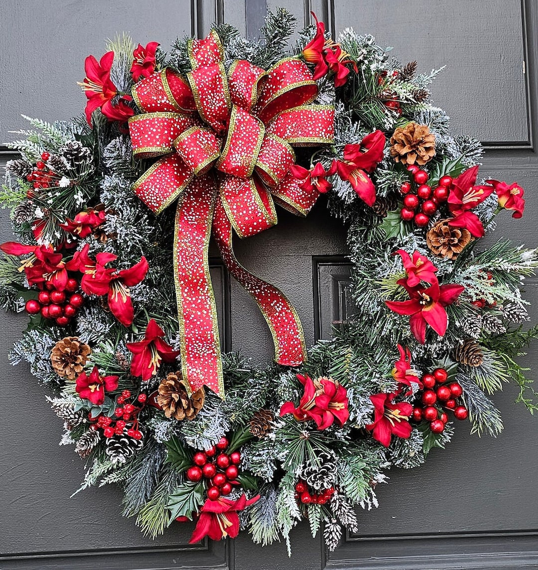 Christmas Red Wreath, Christmas Wreath, Christmas Berry Wreath, Winter ...