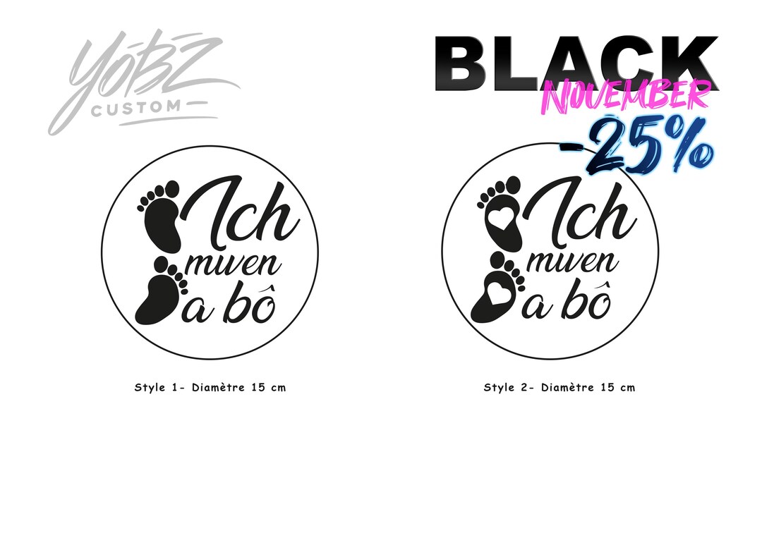 Custom Car Stickers - Ich Mwen a Bô - Circle - Etsy