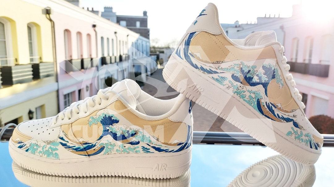 PERSONALIZATION CUSTOM SNEAKERS Kanagawa Wave Sizes 36 to 52 - Etsy