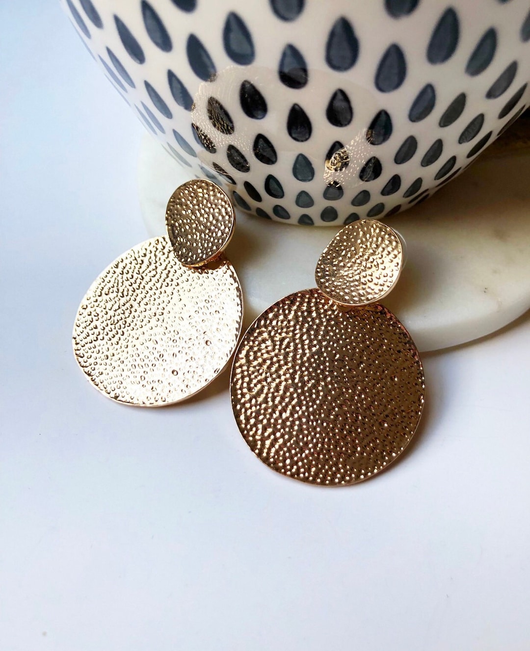 In My Element Earrings Gold Textured Double Disc Earrings Gold Texture ...