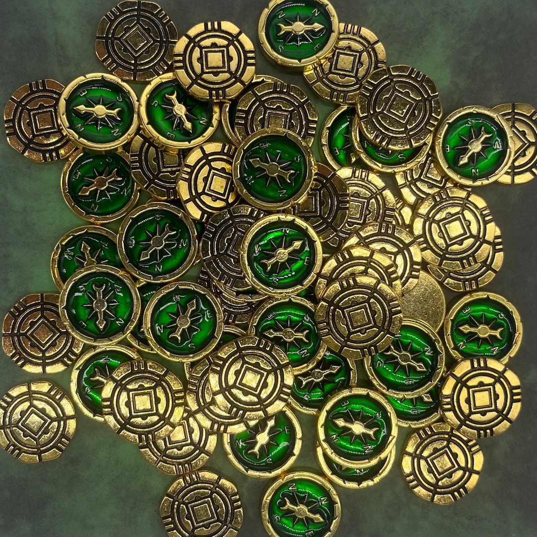 60 Metal Lost Ruins of Arnak Token Upgrade, Gold Coin, Compass and ...