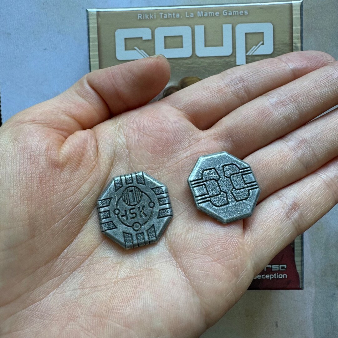 50x Coup Coins, Board Game Metal Upgrade Coin double-sided - Etsy
