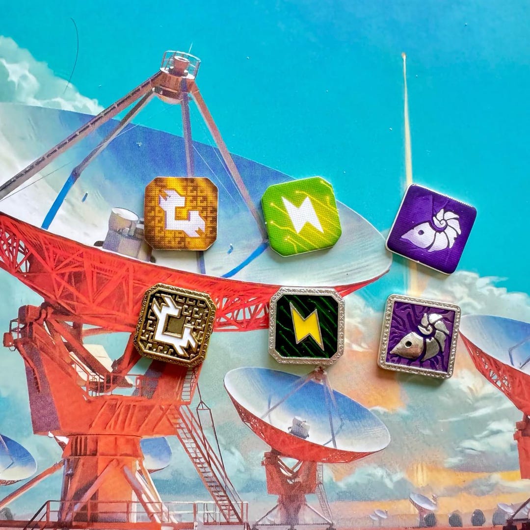 77x Metal Token Upgrade for SETI, Credits, Energy, Oumuamua Exofossil, Board Game Tokens, Double ...