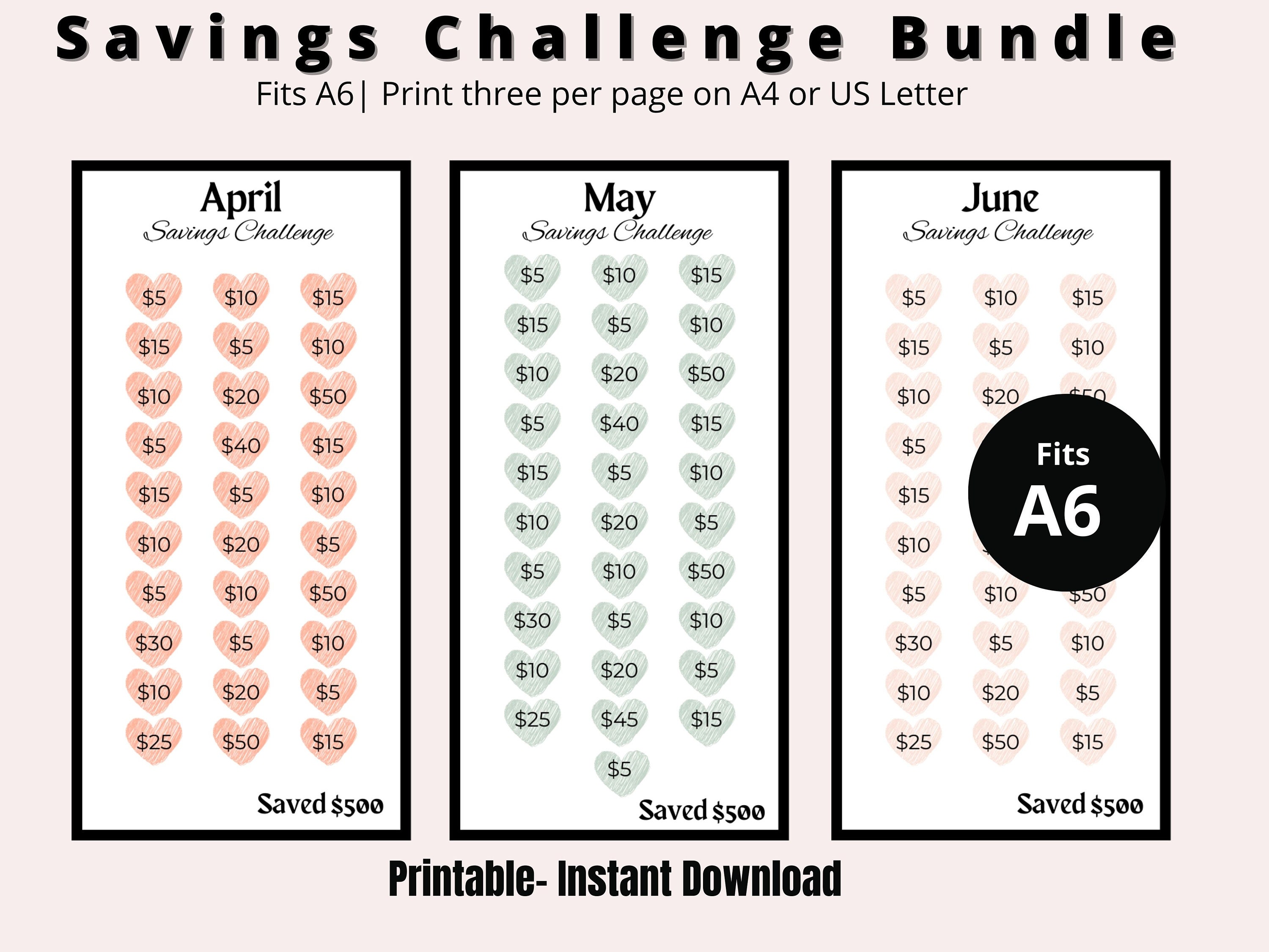 Monthly Savings Challenge Printable for A6 Cute Colorful - Etsy UK