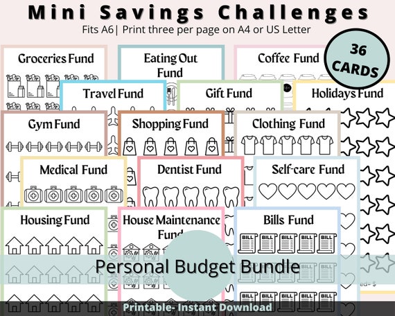 Mini Savings Challenge Printable Savings Challenge Bundle A6 - Etsy