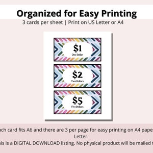 Money Placeholders Printable for A6 Budget Binders, A6 Cash Envelope ...