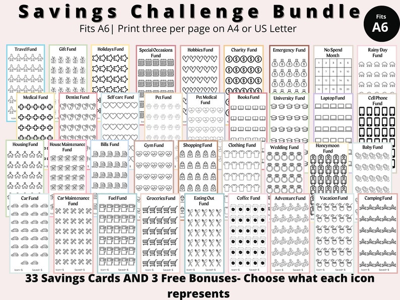 Savings Challenge Bundle Printable A6 savings Challenge A6 - Etsy
