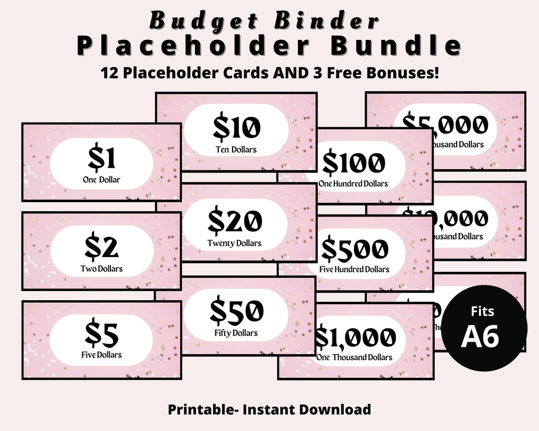 PRINTABLE Money Placeholders for A6 Budget Binders, A6 Cash Envelope ...