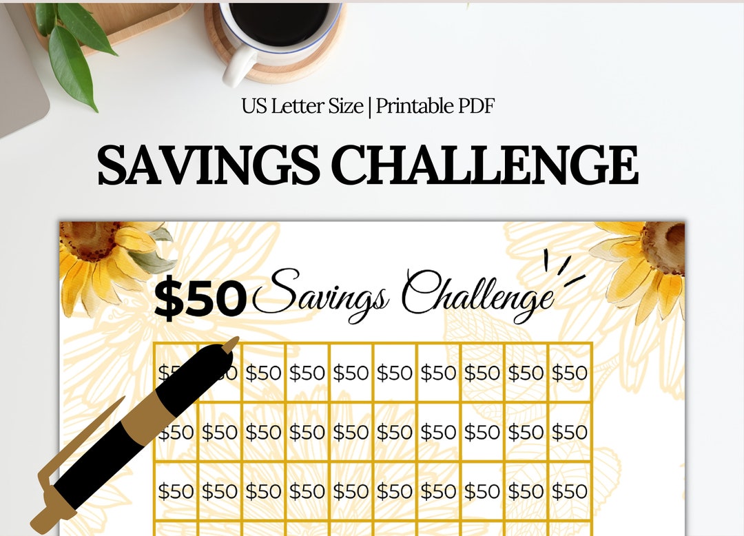 Buy 50 Dollar Savings Challenge Printable| Save 5000 Dollars Challenge ...
