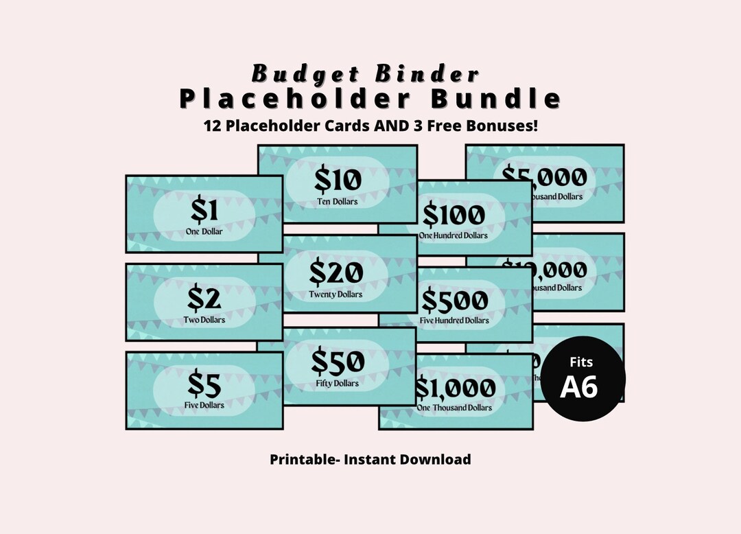 PRINTABLE Money Placeholders for A6 Budget Binders, A6 Cash Envelope ...