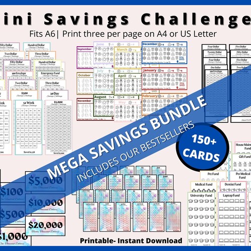 Mega Savings Challenge Bundle Savings Challenge Printable - Etsy