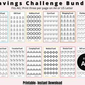 Mini Savings Challenge Printable, Savings Challenge Bundle, A6 Saving ...