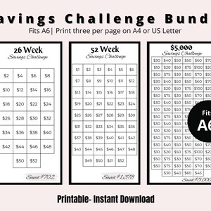 Mini Savings Challenge Trackers That Fit A6| Saving Challenge Bundle ...