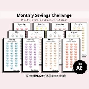 Savings Challenge Bundle Printable A6 |savings Challenge| A6 Mini ...