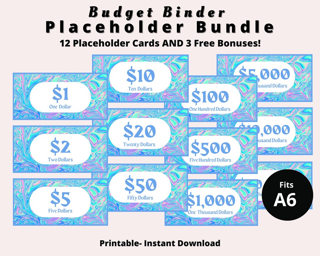 PRINTABLE Money Placeholders for A6 Budget Binders, A6 Cash Envelope ...