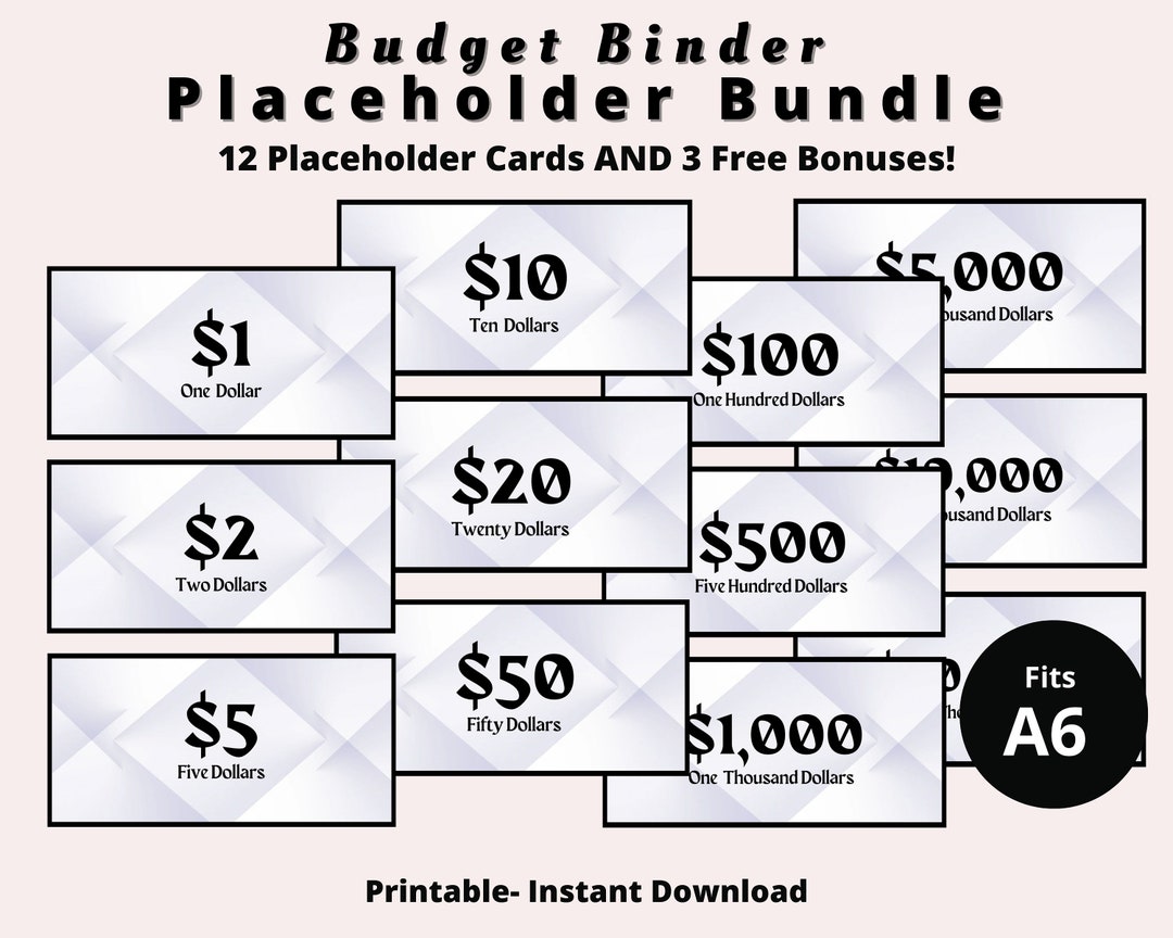 PRINTABLE Money Placeholders for A6 Budget Binders, A6 Cash Envelope ...