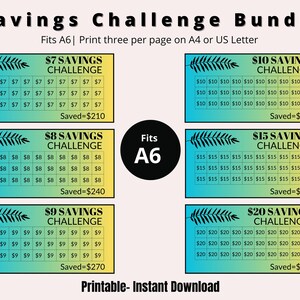 Money Savings Challenge Printable Money Saving Challenge Bundle A6 Mini ...