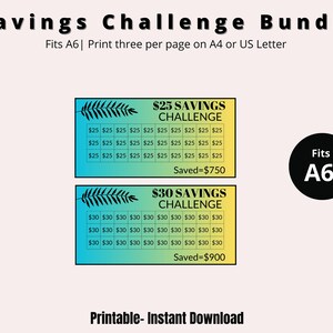 Money Savings Challenge Printable Money Saving Challenge Bundle A6 Mini ...