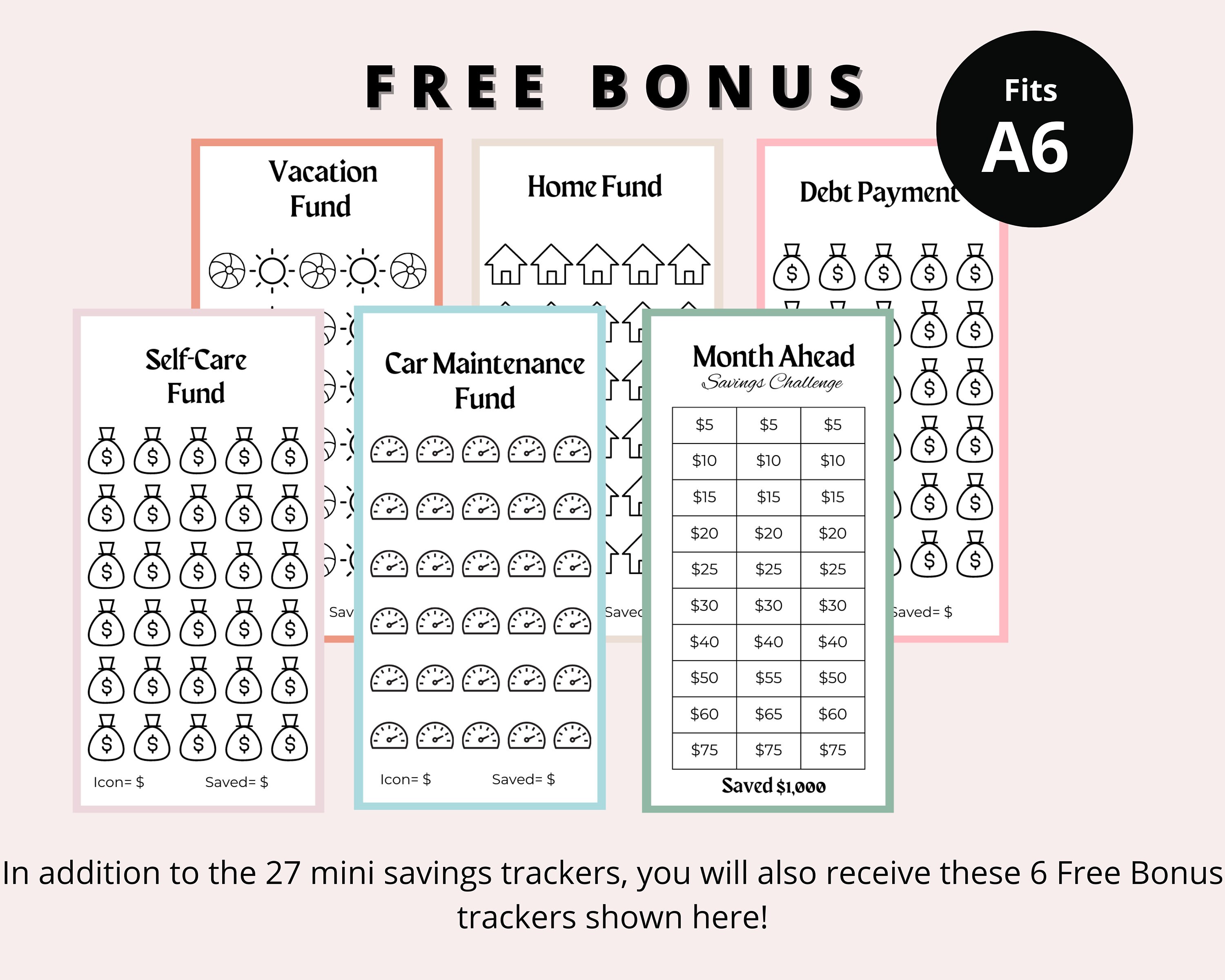 Savings Challenge Printable Savings Challenge Bundle A6 Mini - Etsy Canada