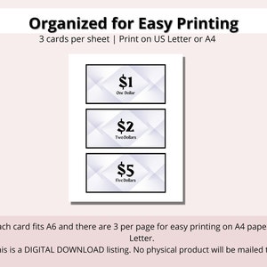 PRINTABLE Money Placeholders for A6 Budget Binders, A6 Cash Envelope ...