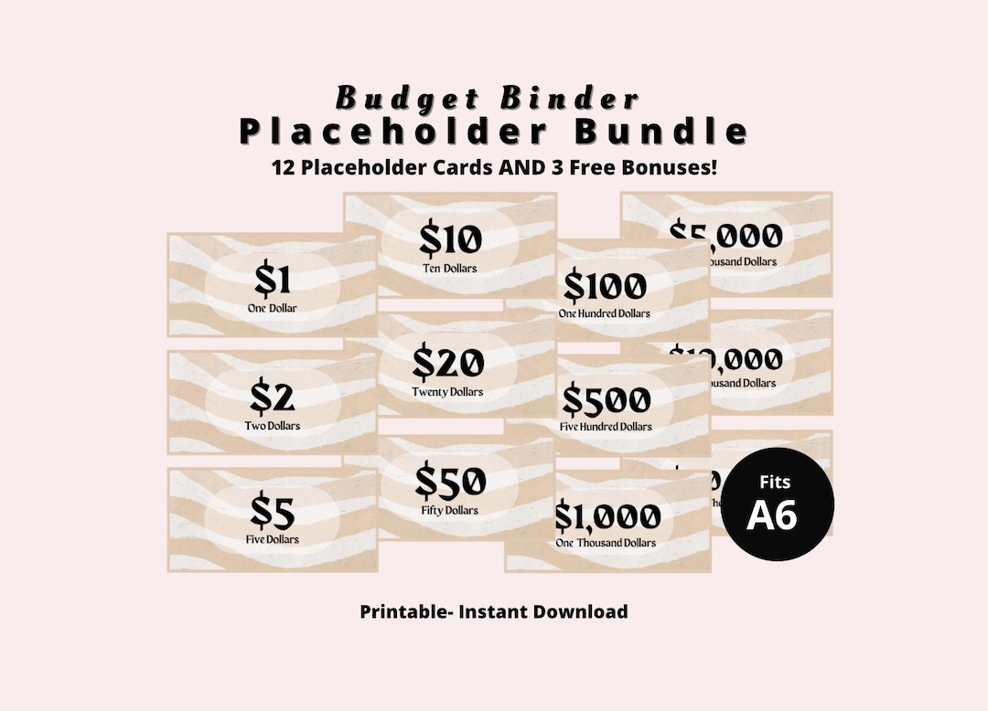 PRINTABLE Money Placeholders for A6 Budget Binders, A6 Cash Envelope ...