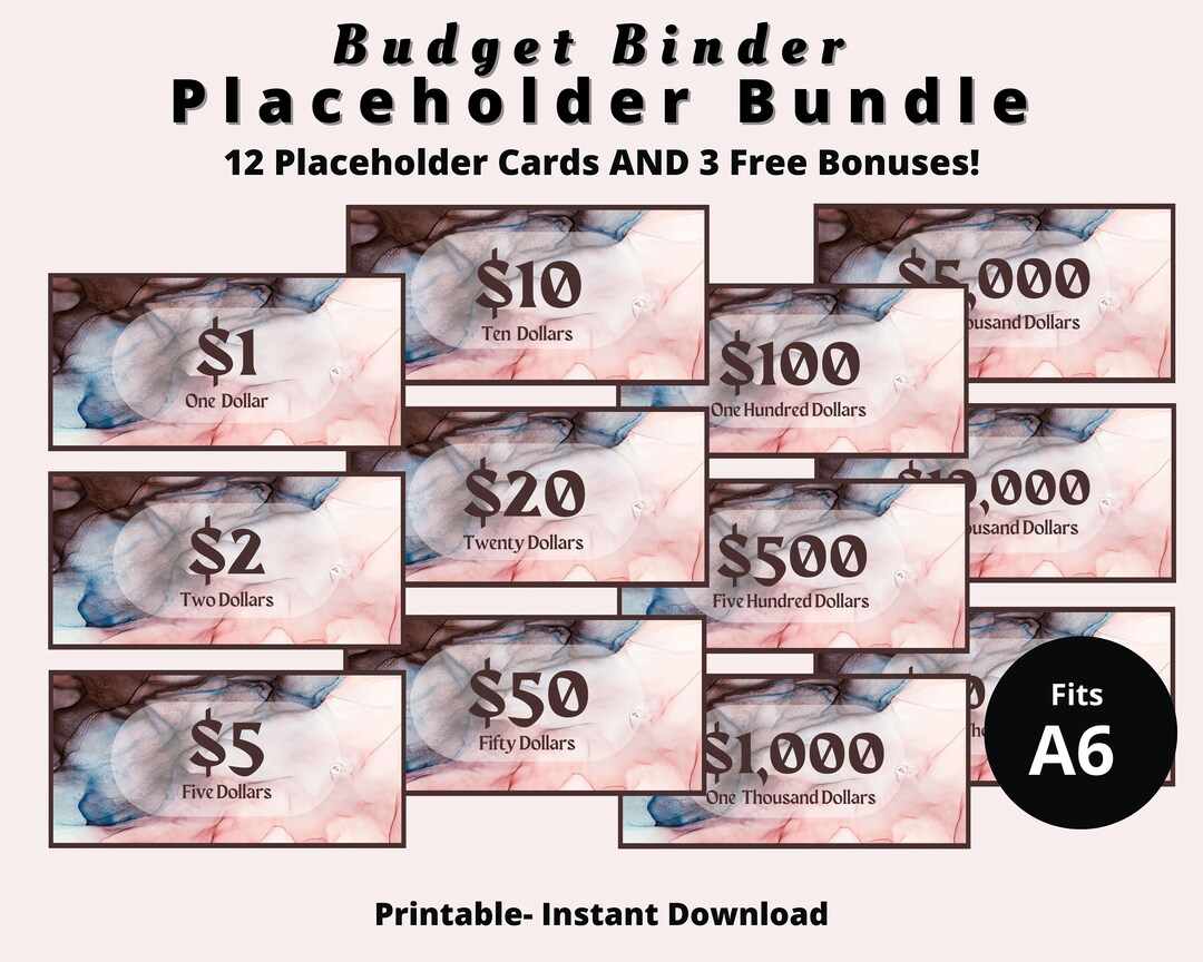 PRINTABLE Money Placeholders for A6 Budget Binders, A6 Cash Envelope ...